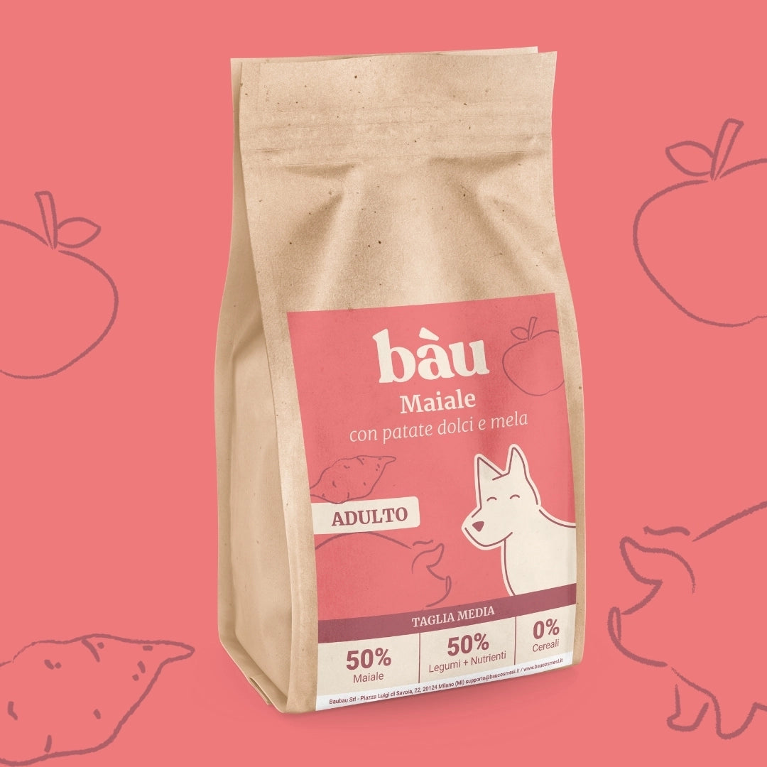 Crocchette con Maiale, Patate Dolci e Mela per cani adulti di taglia m